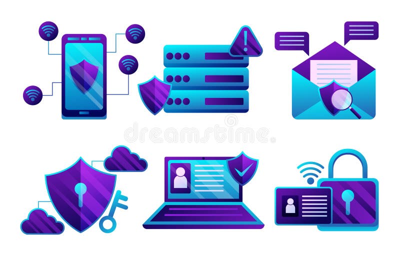 Digital Data Protection Design Element Vector. Cyber Security ...