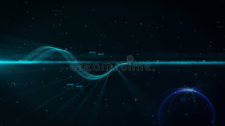 Abstract Digital Data Pulse Communication Transfer Simulation. HUD ...