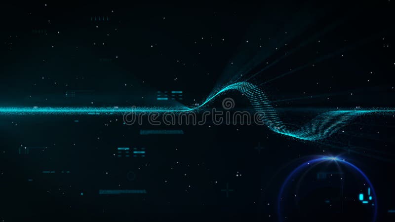 Abstract Digital Data Pulse Communication Transfer Simulation. HUD ...