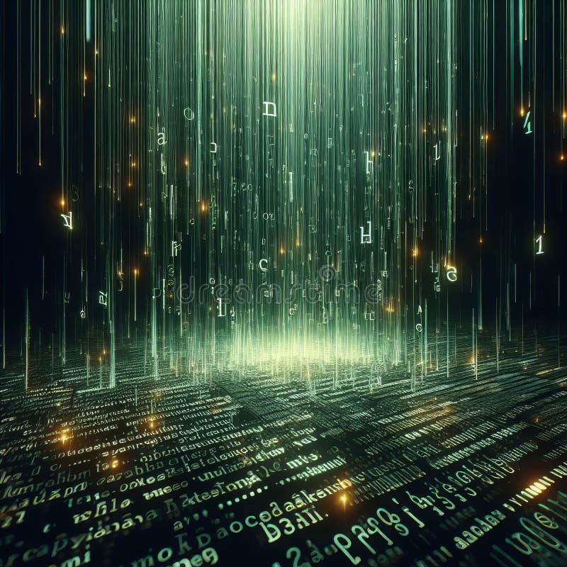 Digital Data Rain Matrix Style Stock Photo - Image of abstract ...