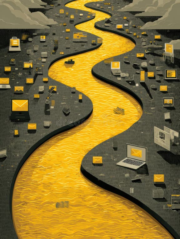 Digital Data River Flowing with Phishing Content and Empty Space on the ...