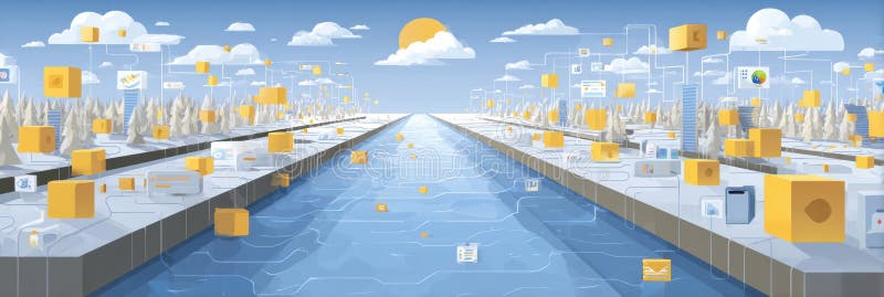 Digital Data River Illustrating the Flow of Phishing Content with an ...