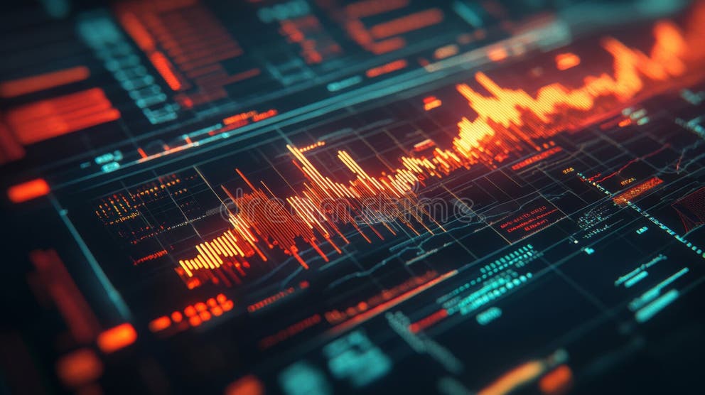 Digital Data Screen Shows Dynamic Financial Charts Stock Illustration ...