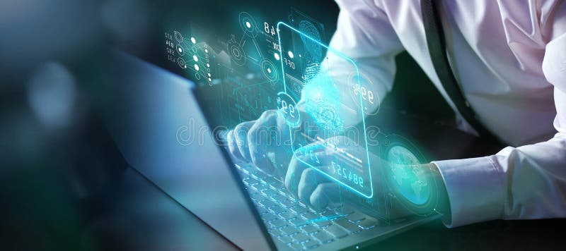 Digital Data Security and Fingerprint Identification Interface Stock ...