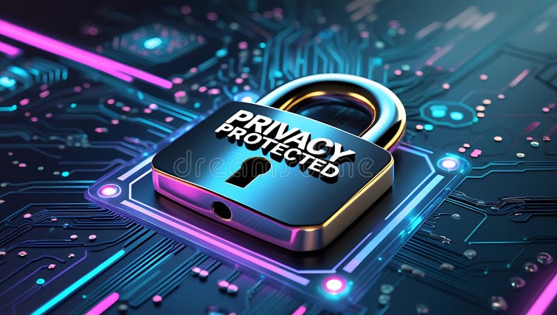 Digital Data Security on a Green Circuit Board Chip. Stock Illustration ...