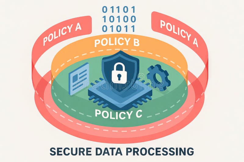 Digital Data Security Layers Featuring Shield and Lock with Binary Code ...