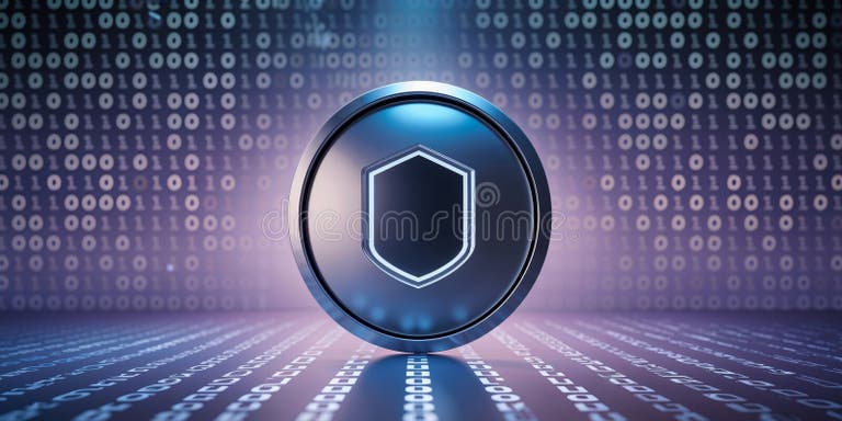 Digital Data Security Shield with Binary Code Background. Stock Photo - Image of defend, code ...