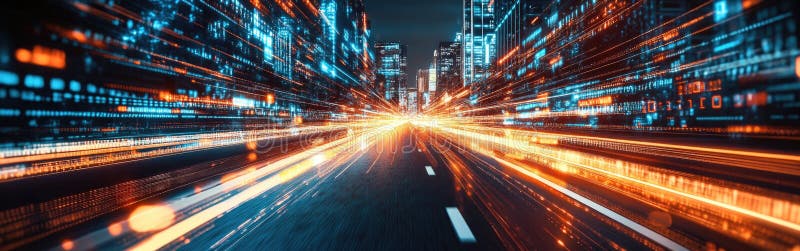 Digital Data Speeds Down a Road, Showcasing Agile Technology and ...