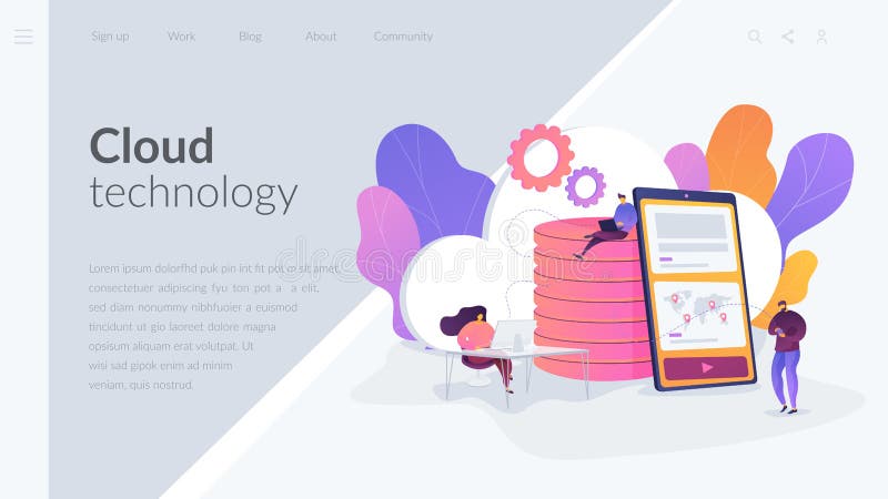 Cloud Storage Landing Page Template. Stock Vector - Illustration of ...