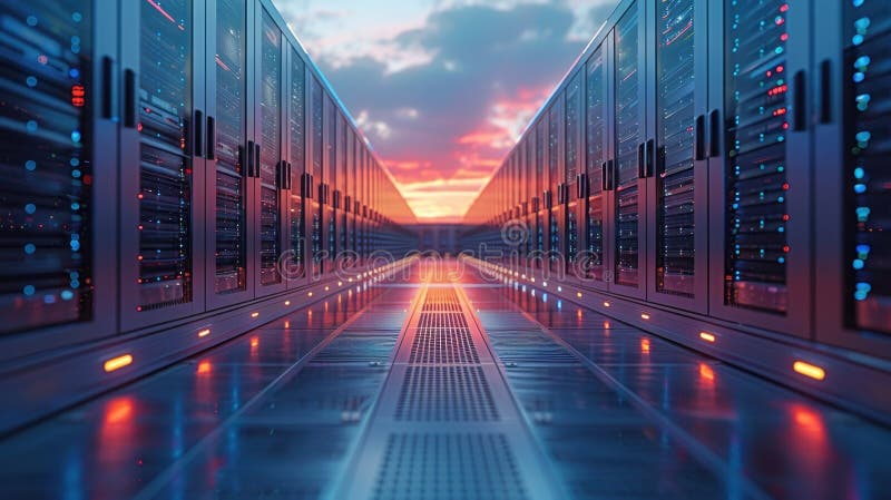 Digital Data Storage. a Room with Servers for Storing and Processing ...