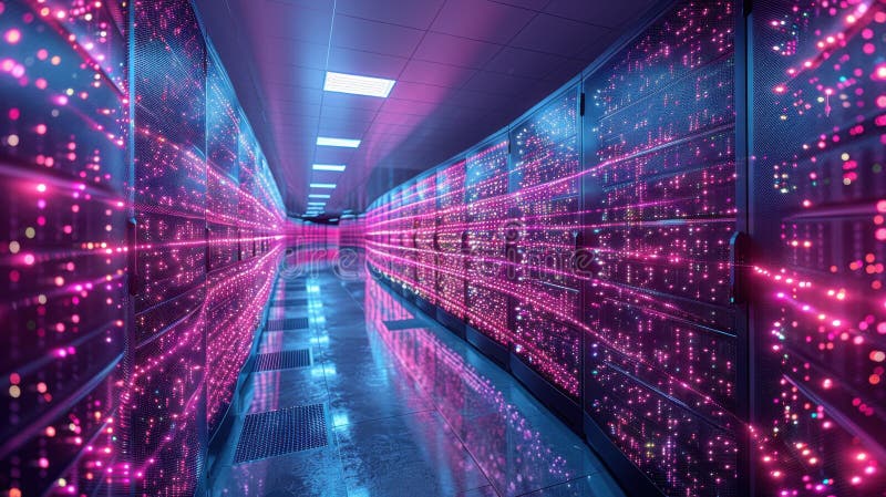 Digital Data Storage. a Room with Servers for Storing and Processing ...