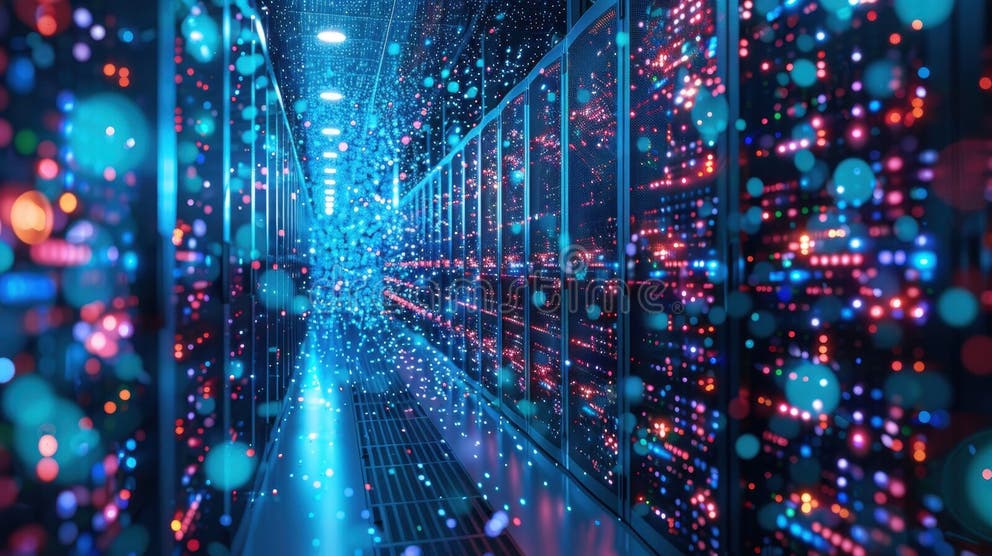 Digital Data Storage. a Room with Servers for Storing and Processing ...