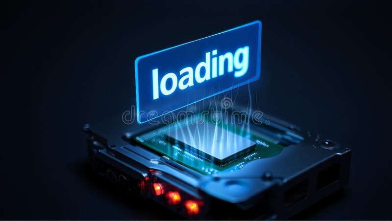 Digital Data Storage Technology and Loading Process Visualization Stock Illustration ...