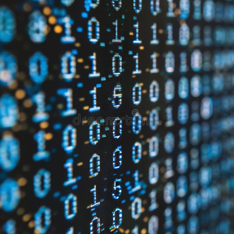 Digital Data Stream. Abstract Binary Code Pattern on Black Background ...