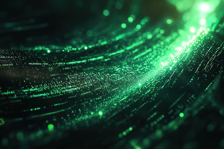 Digital Data Stream Abstract Green Binary Code Background, Matrix Style ...