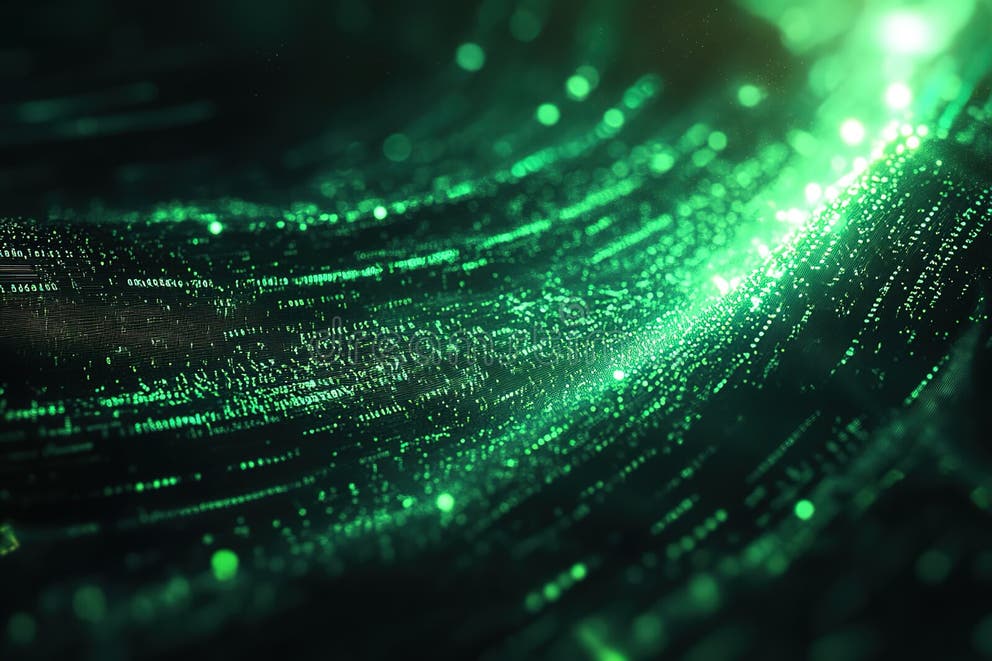 Digital Data Stream Abstract Green Binary Code Background, Matrix Style ...