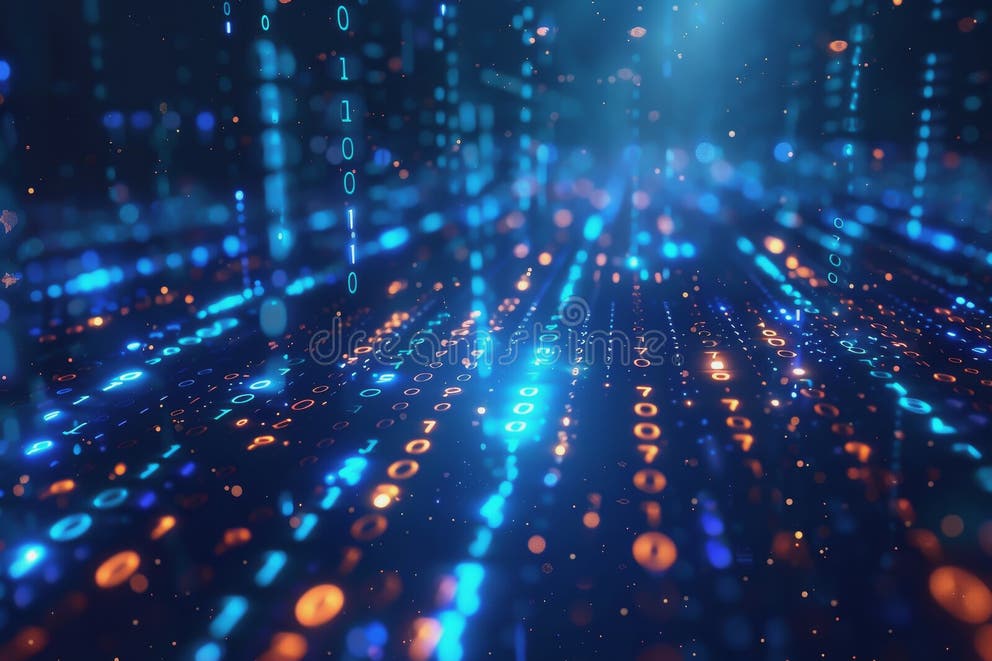 Digital Data Stream Background with Binary Code the Flow Information of Cyber Security ...