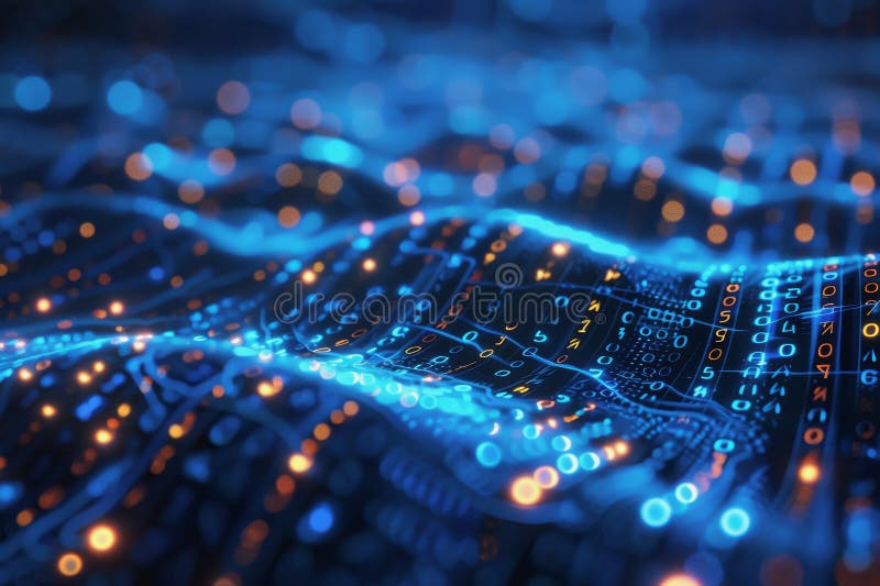 Digital Data Stream Background With Binary Code The Flow Information Of Cyber Security