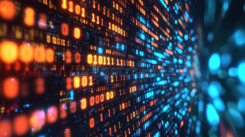 Digital Data Stream Binary Code Flow Technology Stock Illustration - Illustration of machine ...