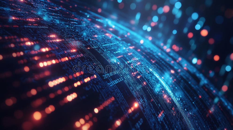 Digital Data Stream and Binary Code in a Global Network Concept Stock Photo - Image of ...