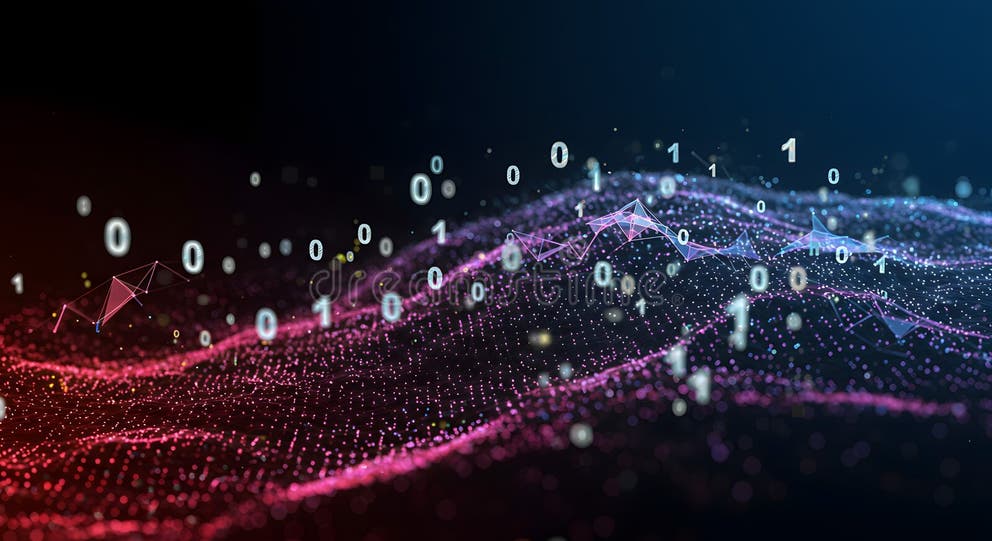Digital Data Stream with Binary Code and Network Stock Illustration ...