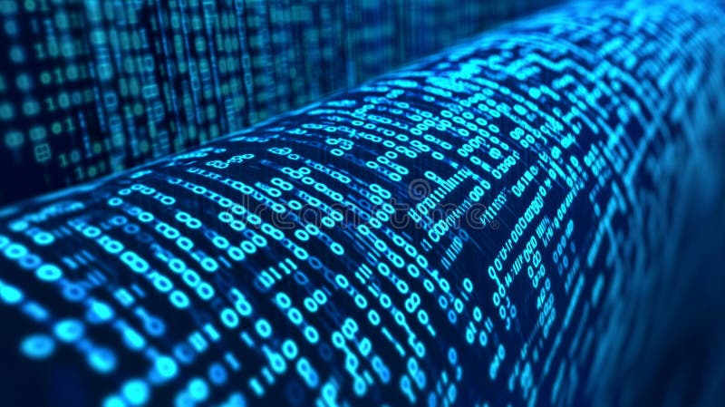 Digital Data Stream Binary Code Technology Futuristic Background Stock Illustration