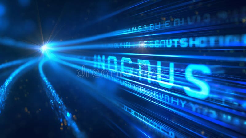 Digital Data Stream in Blue Light Stock Photo - Image of flow ...