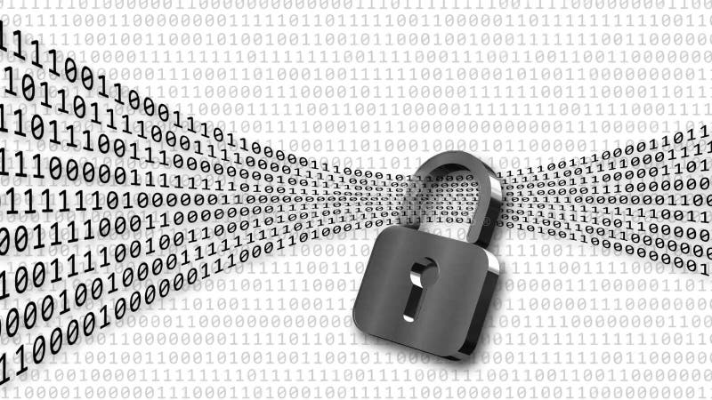 Digital Data Stream Flows through Closed Padlock - Movement Series of Random Varying Binary Code ...