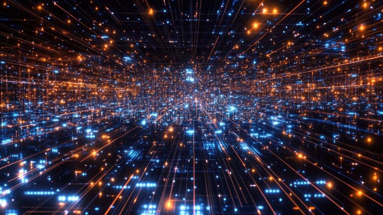 Digital Data Stream a Futuristic Network of Interconnected Information Flow Characters Stock ...