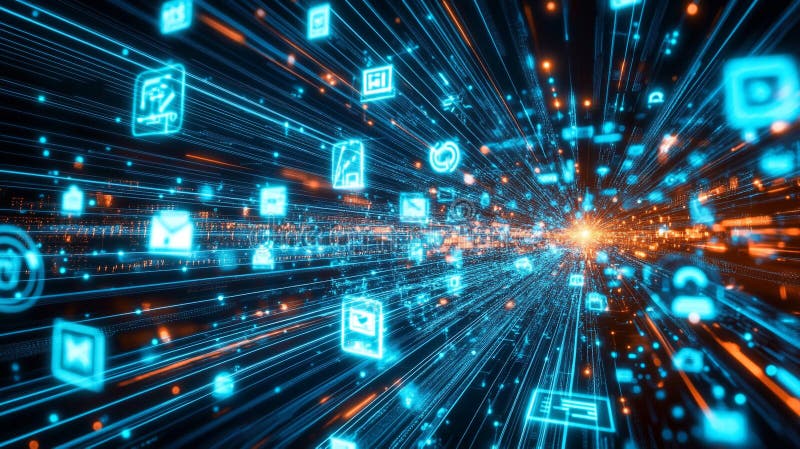 Futuristic Digital Highway Blue Data Flow Transformation Speed ...