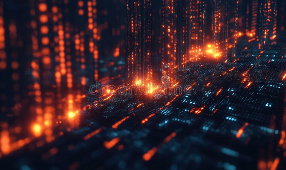 Digital Data Stream with Glowing Binary Code, Vibrant Colors, Abstract ...