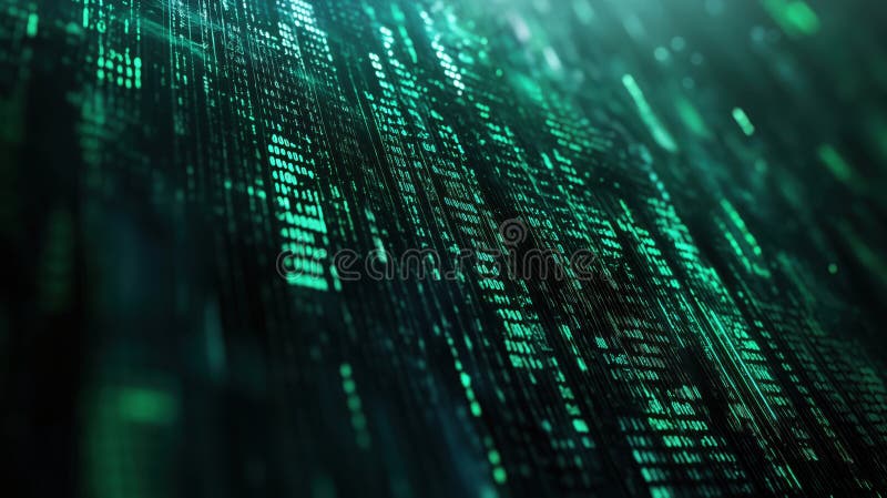 Digital Data Stream With Green Binary Code Abstract Technology