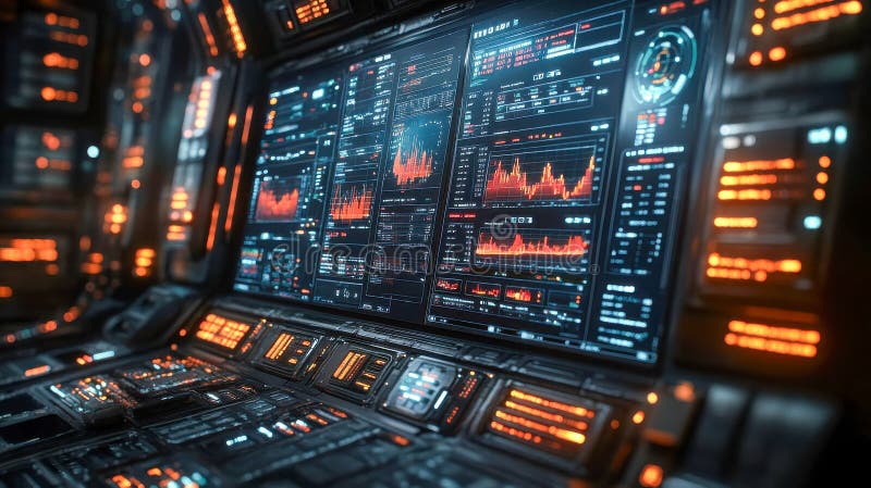 Digital Data Stream in a High-tech Data Center. Futuristic Data Storage ...