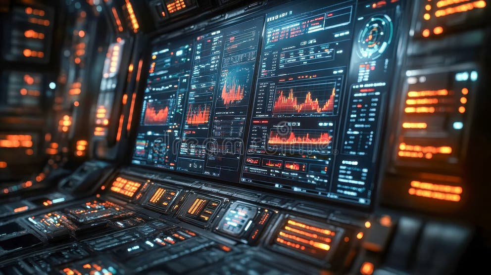 Digital Data Stream in a High-tech Data Center. Futuristic Data Storage ...