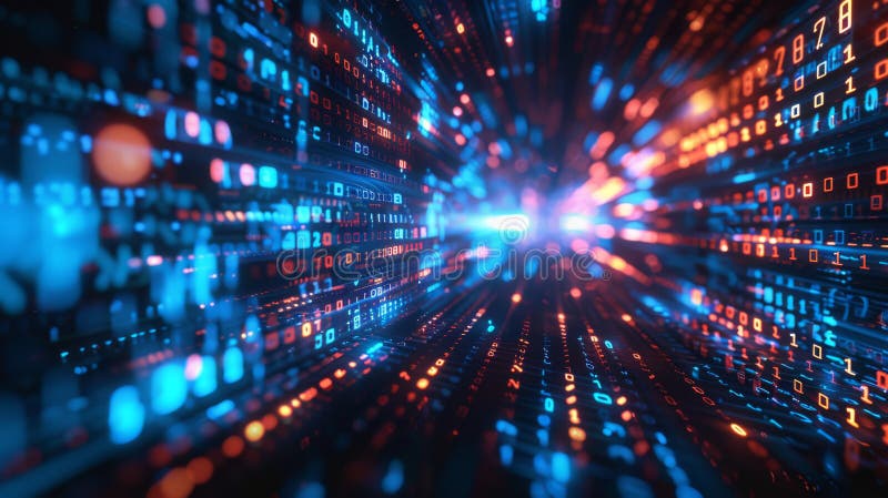 Digital Data Stream with Lights and Matrix, Great for Futuristic ...