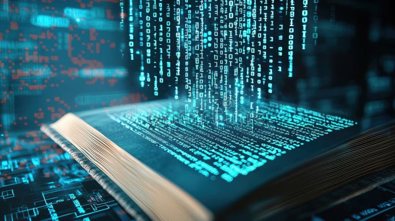 Digital Data Stream Over Open Book Knowledge and Technology Stock ...