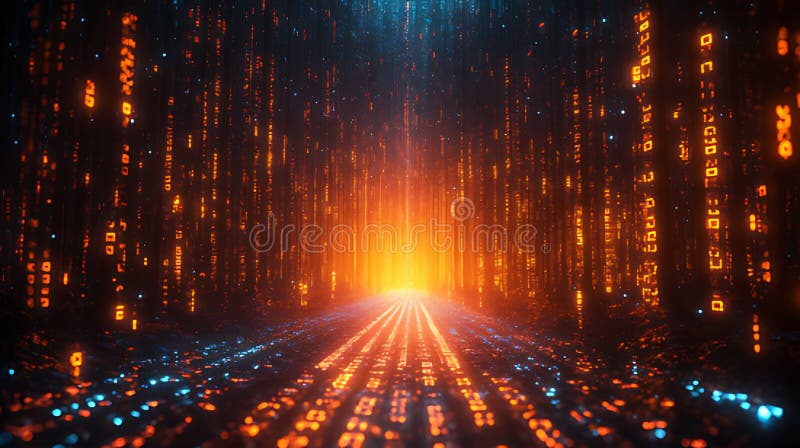 Digital Data Stream Road, Glowing, Abstract, Futuristic Background, Technology Stock ...