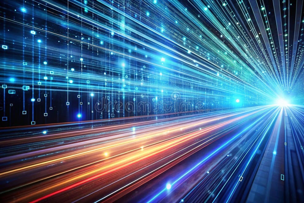 Digital Data Stream Tunnel, Light Trails, Futuristic Highway Stock ...