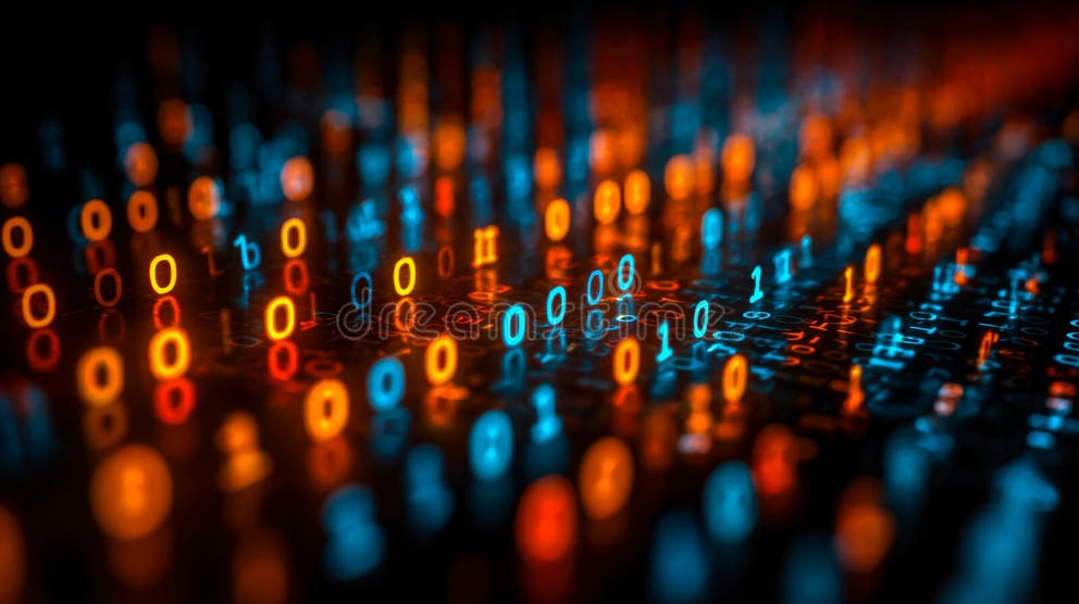 Digital Data Stream with Vibrant Binary Code Visualization Stock ...