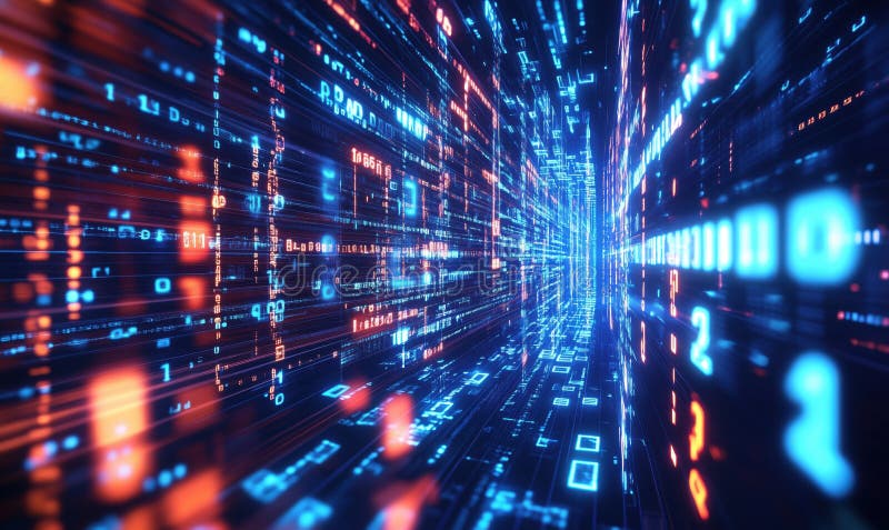 Digital Data Stream Visualizing Cyber Space with Glowing Binary Code ... Digital Data Stream Visualizing Cyber Space with Glowing Binary Code ...