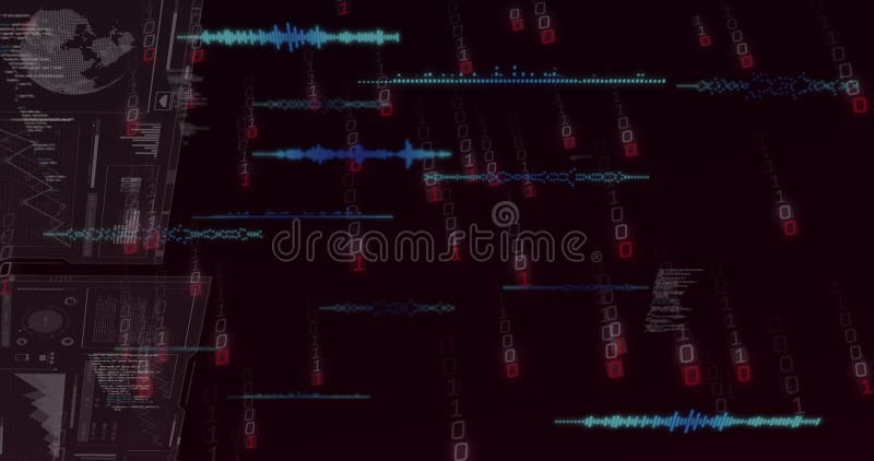 Digital Data Streams And Binary Code Animation Over Dark Background Stock Footage Video Of