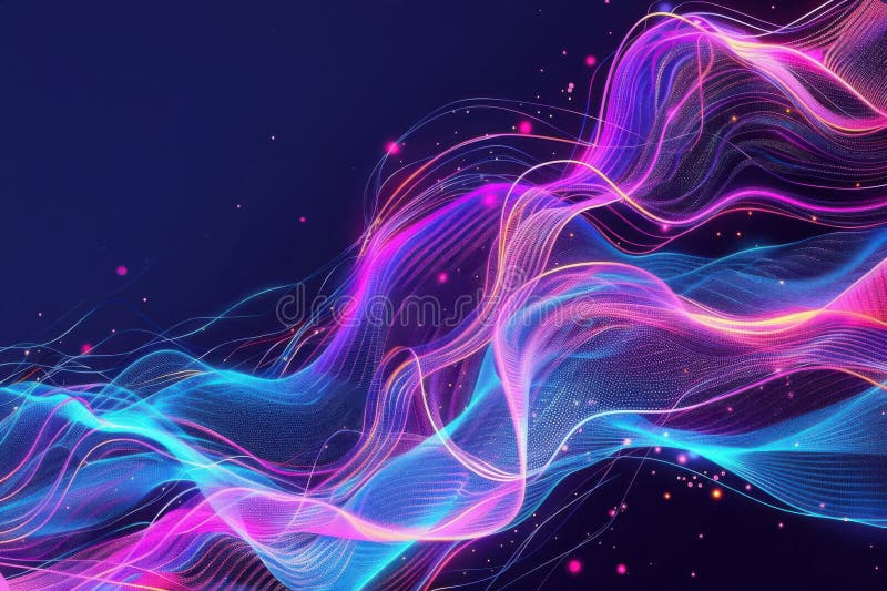 Digital Data Streams, Futuristic Lines and Dots, Flat Design ...