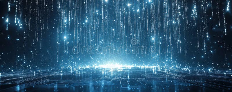 Digital Data Streams Light Effects Futuristic Blue Theme Stock Photos ...