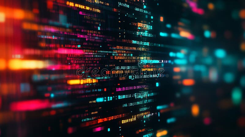 Digital Data Streams with Vibrant Colors in Abstract Patterns at Night Stock Photo - Image of ...