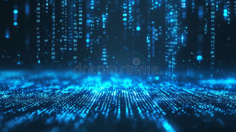 Digital Data Technology Concept Illustrated with a Blue Binary Code Background and a Random ...