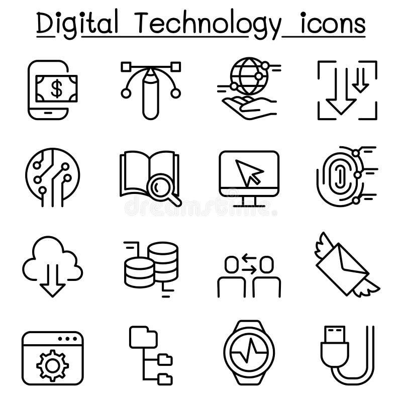 Communication Technology Icons Stock Vector - Illustration of group ...