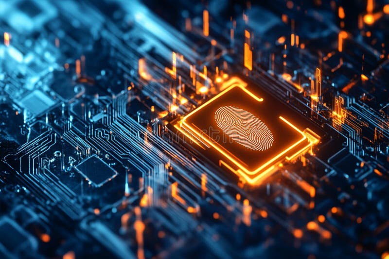 Digital Data Theft Concept with Lock and Fingerprint Image Stock ...