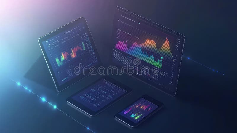 Digital Data Transfer Technology with a Laptop Computer and Icons on a ...