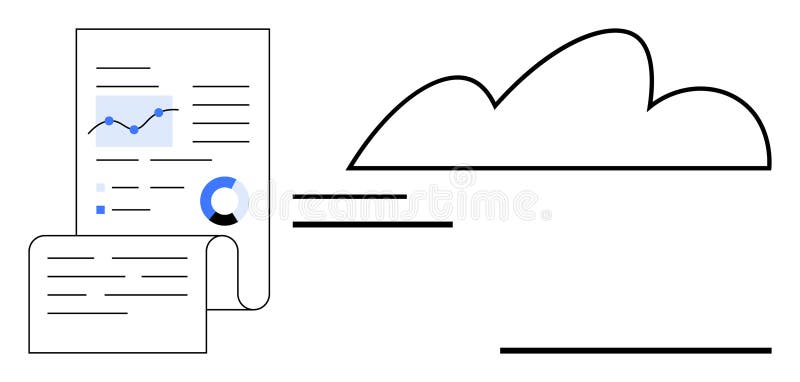 Digital Data Transfer To Cloud with Analytics and Documents Stock Vector - Illustration of ...