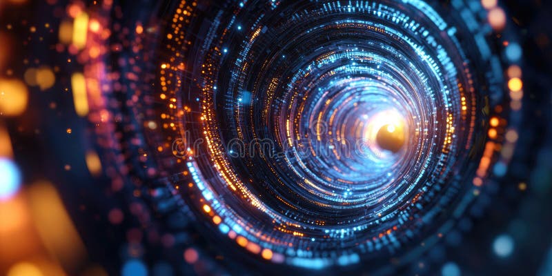 Digital Data Tunnel: Abstract Corridor with Glowing Lines and Panels in ...
